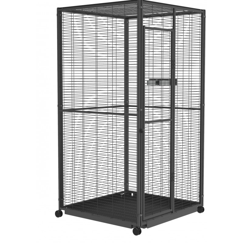 Indoor aviary for parrots of 1sqm with casters and mesh roof IMOR